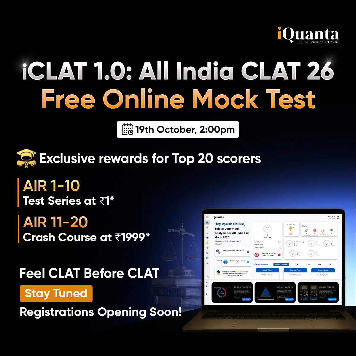 Free CLAT Mock Test Series 2026 - iQuanta